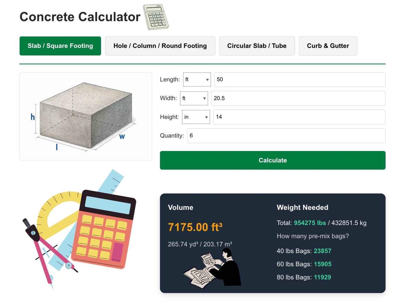 Concrete Calculator: Slab, Bag, Yard & Cost Estimator - Concrete Calculator: Slab, Bag, Yard ...